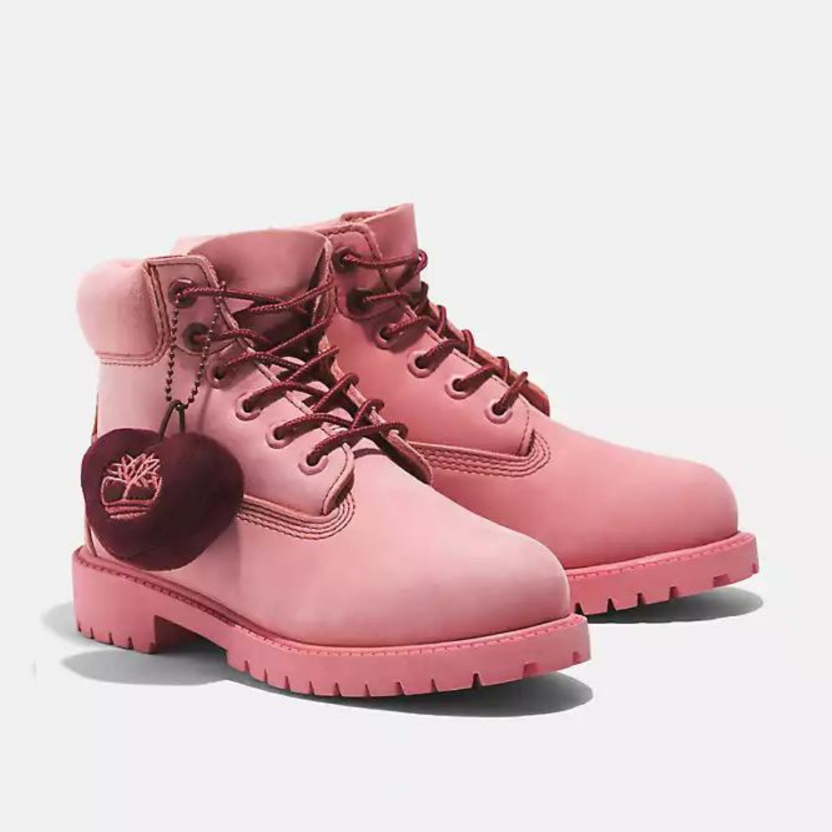 Timberland Junior 6-Inch Premium Youth Medium Pink Boots – Puffer Reds